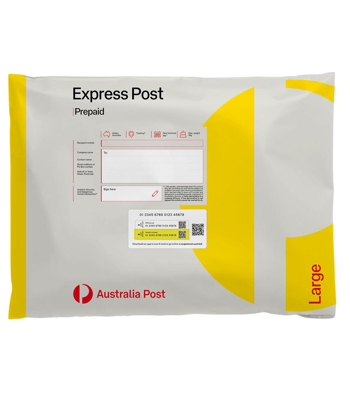 Australia Post Express Post Large Satchel – 500 Pack