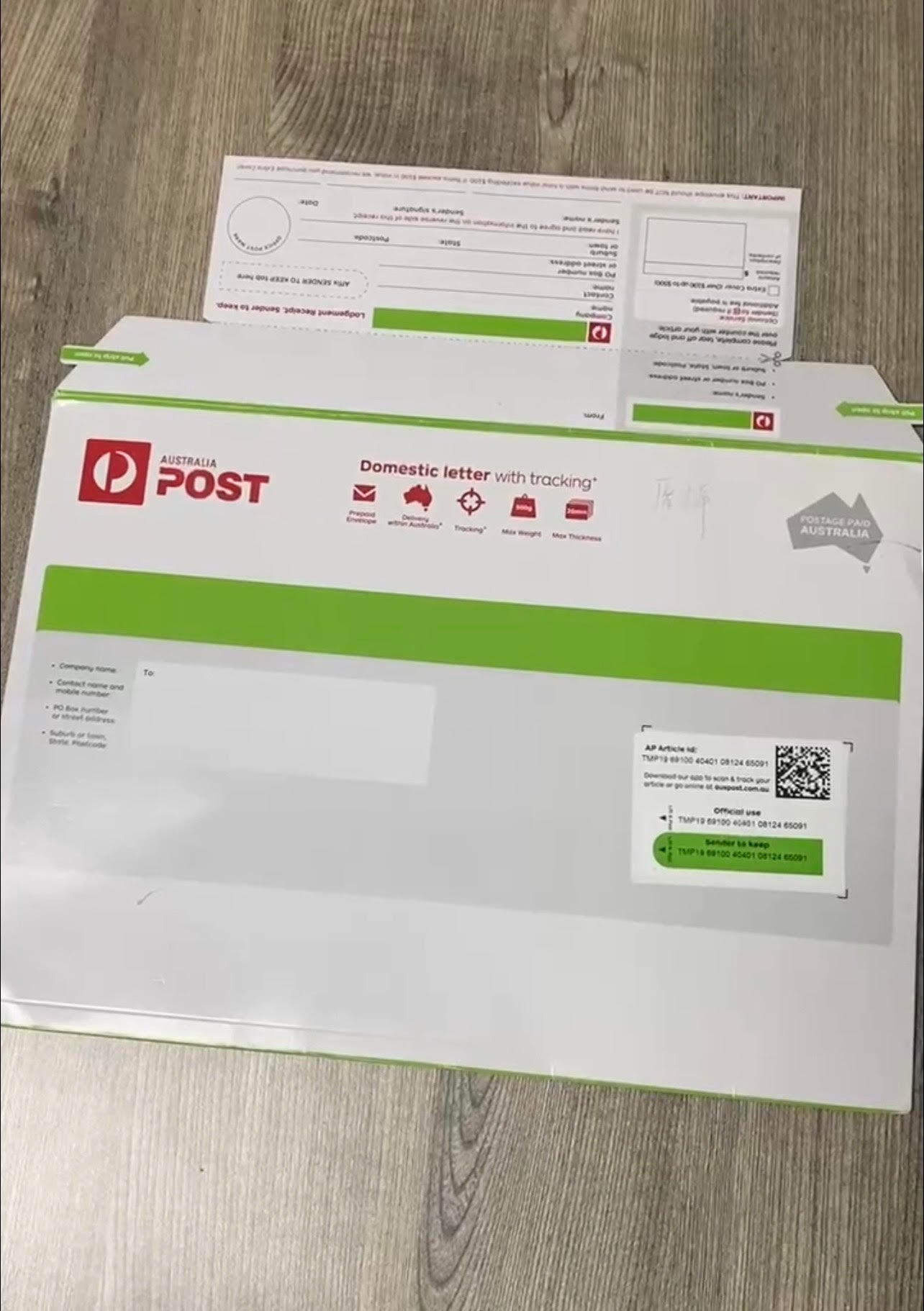 Domestic Letter with Tracking Prepaid Envelope Large – 1000 Pack RRP